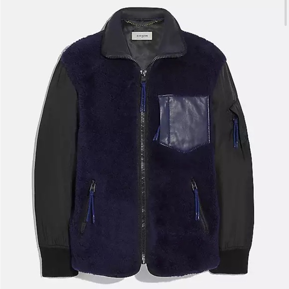 Coach | Jackets & Coats | Coach Shearling Leather And Nylon Bomber ...
